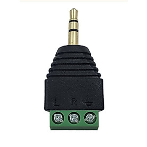 CERRXIAN 3.5mm 3 Pole Stereo Audio Video Male to 3 Screw Terminal Female Double Track Headphone Replacement Solderless Balum Converter Adapter (2-Pack)