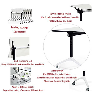 UDHSV Office Meeting Table with Wheels,Meeting Office Table Conference Meeting Seminar Table White 1 Piece(47.2×23.6×29.5in)
