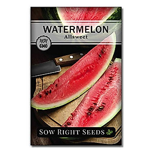 Sow Right Seeds - Watermelon Seed Collection for Planting - Crimson Sweet, Allsweet, Sugar Baby, Tendersweet, and Golden Midget Melon Seeds - Non-GMO Heirloom Seeds to Plant a Home Vegetable Garden