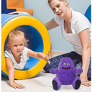 Hashibira Grimace Shake Yellow Hat Plush Toy Plushie Stuffed Animal Toy Game Doll Toy Christmas Stuffed Doll Birthday Gift for Kids Children (A)