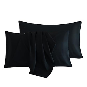 Airensky Pillow Cases King - Black Slip Pillow Cases for Hair and Skin 2 Pack 20x36 inches，Soft Chill & Breathable Pillow Cover with Envelope Closure，Gifts for Women Men