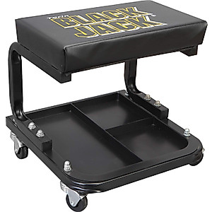 Torin TR6100W BlackJack Rolling Creeper Garage/Shop Seat: Padded Mechanic Stool with Tool Tray Storage, Black