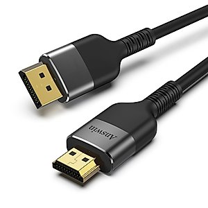 Answin DisplayPort to HDMI, 8K@30Hz DisplayPort to HDMI Cable(4K@60Hz, 2K@165Hz/144Hz) UniDirectional DP to HDMI Cable Compatible for PC, HP, DELL, GPU, AMD, NVIDIA and More-6ft