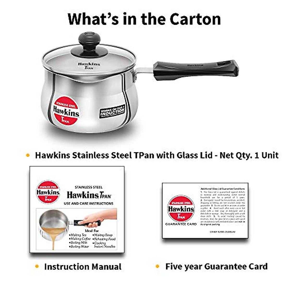 Hawkins Tpan Stainless Steel Saucepan Tea Pan, Small, Silver