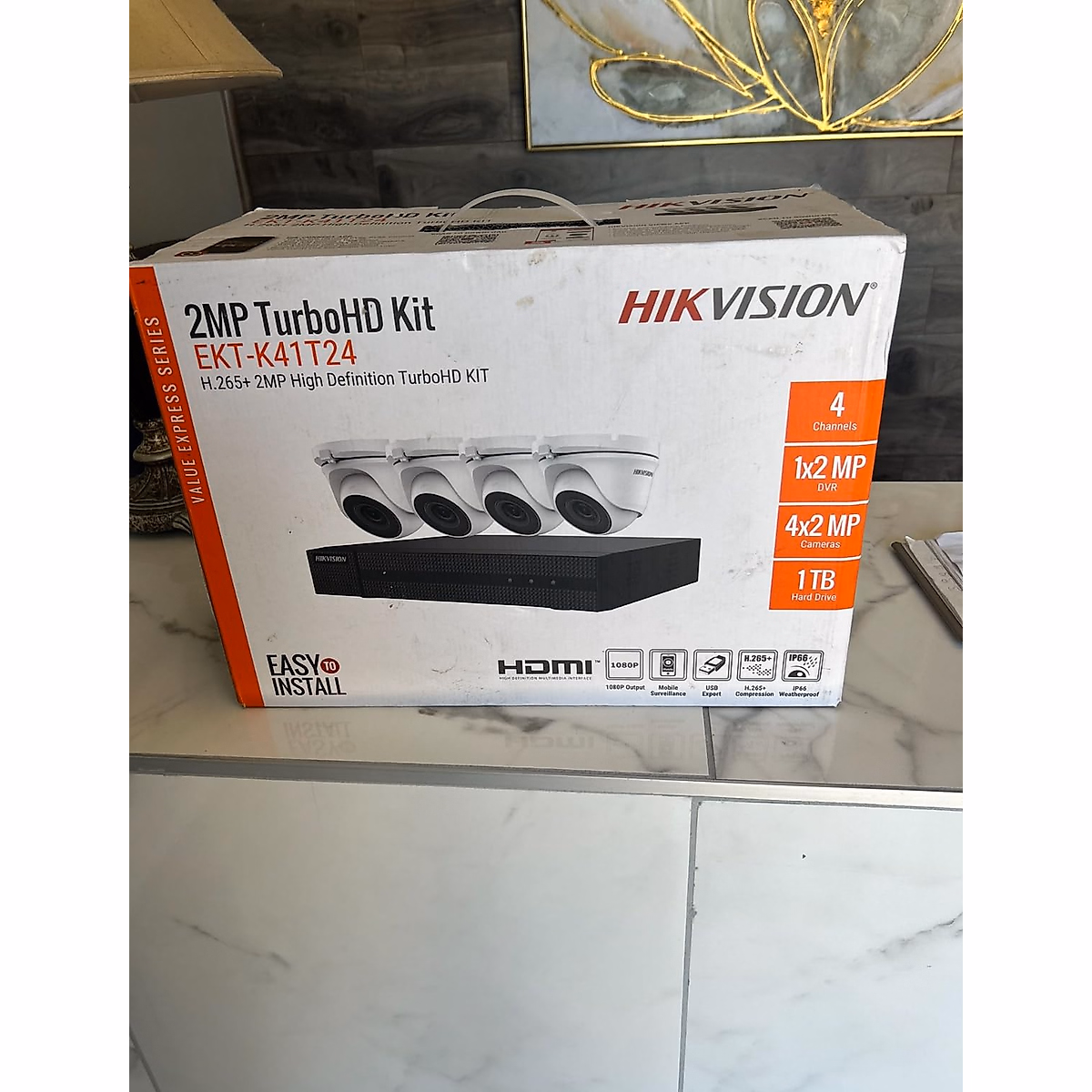 Hikvision EKT-K41T24 4CH 2MP DVR Kit / 4 X 2MP Outdoor IR Turret Cameras / 1 TB HDD