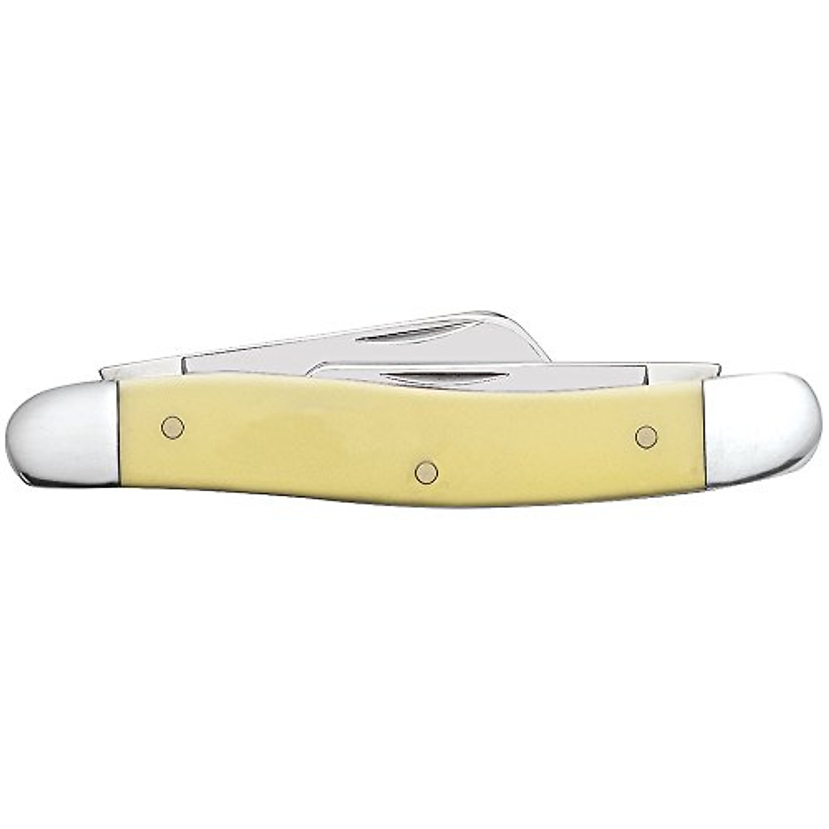 CASE XX WR Pocket Knife Madium Stockman With Synthetic Handle, Carbon Steel CV Blades, Length Closed: 3 5/8 Inches (Yellow Synthetic)