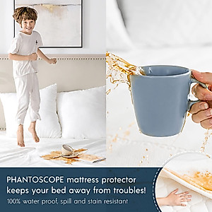 Phantoscope 100% Waterproof Mattress Protector, Queen, Mattress Cover 3D Air Soft Fabric, Mattress Pad Cover with 18'' Deep Pocket, Noiseless Washable, Queen Size