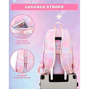 Tanou Kids Backpacks for Girls, 16 Inch Elementary Middle School Backpack, 2023 Lightweight Girl Bookbags with Anti-theft Pocket, Pink