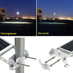 Alpha 1080X Solar Street Light Motion Sensor 3-Mode Street Lamp Dusk to Dawn Dimmable Waterproof Max Pole Diameter 3", Cool White LED