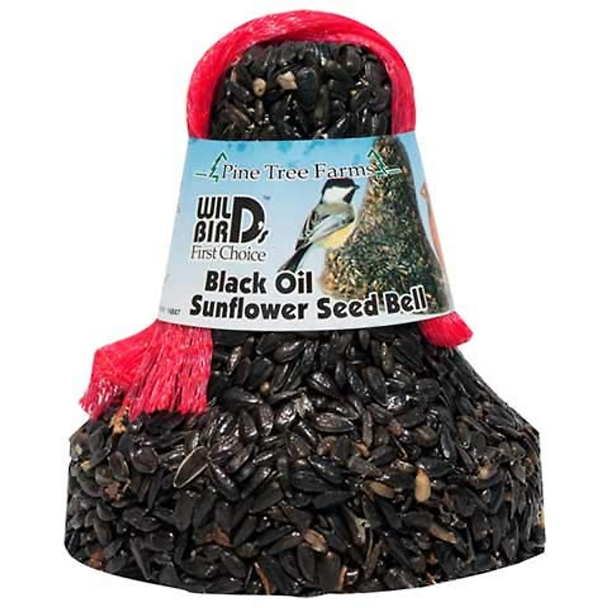 Set of 4 Pine Tree Farms Black Oil Sunflower Seed Bells with Nets, 11 oz. Each