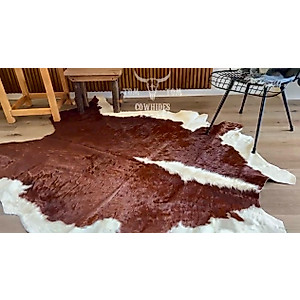 Cowhides Rug 7x6.5 Hereford Natural Leather