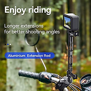 TELESIN Claw Clamp Mount + Extension Rod + Phone Holder Bundle Kit, 360 Dual Ball Head Gripper Monitor, Bicycle Bike Motorcycle Handlebar Boat Vehicle Clip for GoPro Insta360 AKASO Smartphone