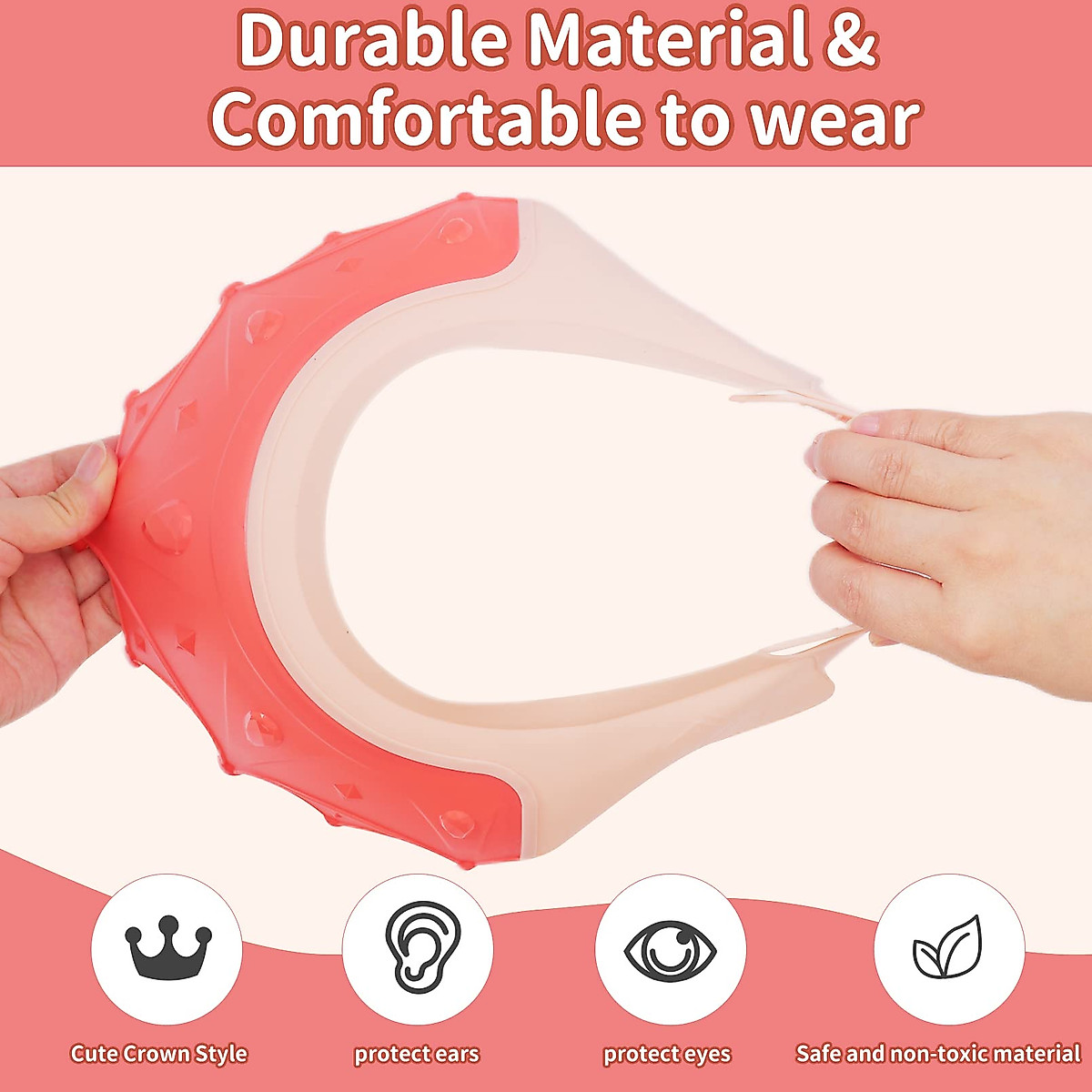 Baby Shower Cap Shield,Adjustable Silicone Bathing Hat,Cute Crown Shape Shampoo Hat,Soft Shower Protection Hat,Funny Hair Washing Shield,Bath Cap Visor Cap for Toddlers Kids Baby Children (Yellow)