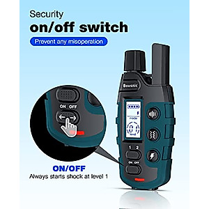 Bousnic Dog Shock Collar - 3300Ft Dog Training Collar with Remote for 5-120lbs Small Medium Large Dogs Rechargeable Waterproof e Collar with Beep (1-8), Vibration(1-16), Safe Shock(1-99) Modes (Blue)