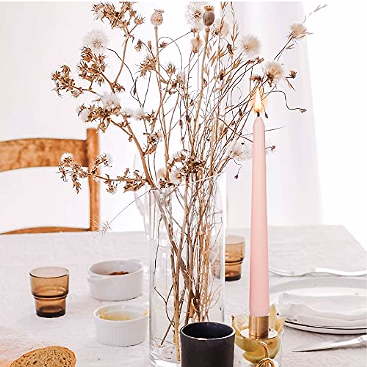 Organic CocoSoy Candles, Pack of 12 Purple Tapered Candles 10 inch Tall Coconut Soy Wax Tapers, Long Stem Dripless Smokeless Dinner Taper Candles for Home Decoration, Wedding, Parties, Ceremonies