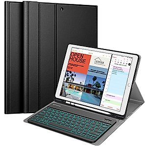 FINTIE Keyboard Case - 2017/2015 iPad Pro 12.9 inch (Old Model) 1st & 2nd Gen Case, Soft TPU Protective Cover, [7 Color Backlit] Magnetically Detachable Wireless Bluetooth Keyboard, Black