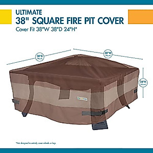 Duck Covers Ultimate Waterproof 38 Inch Square Fire Pit Cover, Patio Furniture Covers
