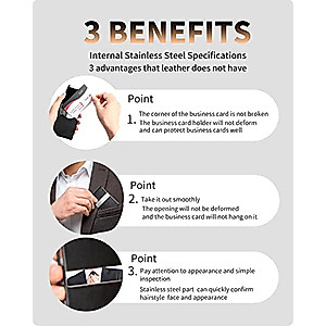 DMFLY Business Card Holder Case - PU Leather Business Card Case Name Card Holder Slim Metal Pocket Card Holder with Magnetic Shut, Black