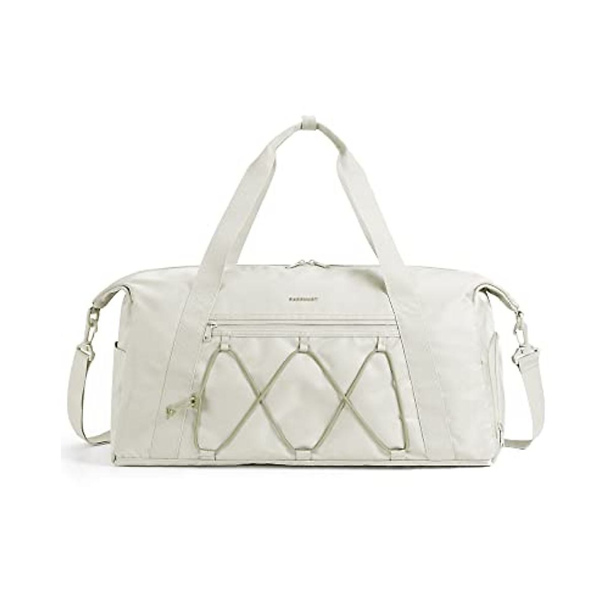 Gym Bag for Women, BAGSMART Sports Travel Duffel Bag With Shoe Compartment & Wet Pocket, Carry On Weekender Duffel Bag, Water Resistant Sports Gym Tote Bags Swimming Yoga Workout - White