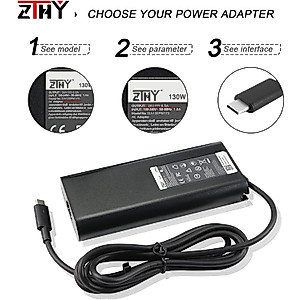 ZTHY 130W USB-C Type-C Laptop Charger Power Supply AC Adapter Replacement for Dell XPS 15 9500 XPS 17 9700 9700 9710 9720 9730 Precision 5750 5760 5770 5560 5550 5520 Latitude 7310 7210 9410 9510