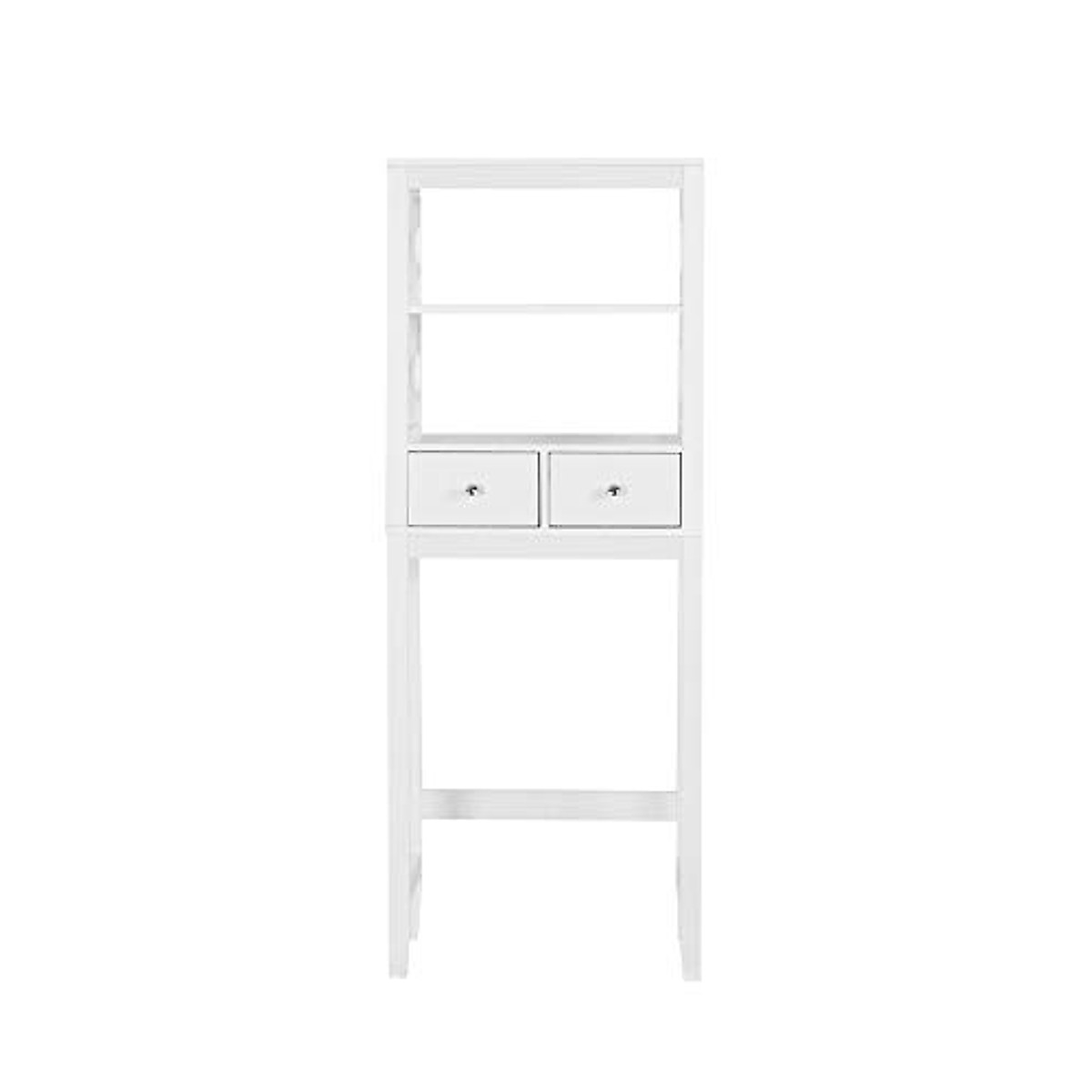 Spirich Home Modern X- Frame Bathroom Shelf Over The Toilet, Bathroom Shelf with Two Drawers, Bathroom Spacesaver, White Finish