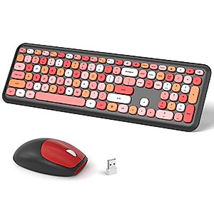 Wireless Keyboard Mouse Combo, Dilter Compact Wireless Keyboard and Mouse Set 2.4G Ultra-Thin Sleek Cute Cat Shape Design for Windows, Computer, Desktop, PC, Notebook (Purple)