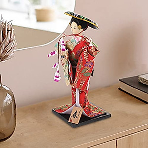 DECHOUS Japanese Geisha Ornaments Japanese Geisha Kimono Japanese Humanoid Doll Kimono Kokeshi Doll Antique Asian Dolls Toys Asian Kimono Ornament Office Foam Nationality