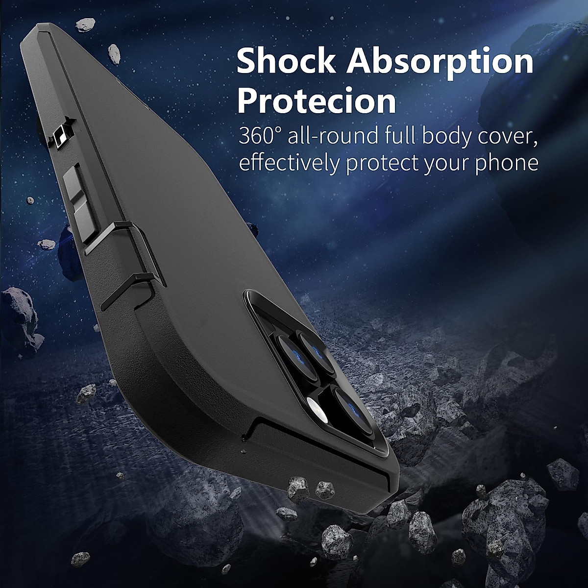 Sansunto for iPhone 13 Pro Max Case and 12 Pro Max Case, Full Body Protection Heavy Duty Shockproof Military Grade 3 in 1 Silicone Rubber with Hard PC Rugged Durable Phone Cover 6.7 Inch (Black)