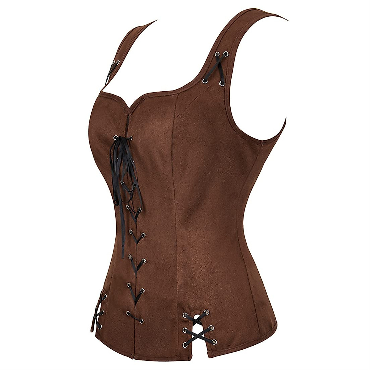 Pirate Costume Women Viking Costume Medieval Renaissance Ren Faire Costume Outfit Women Bodice Brown Vest Size M