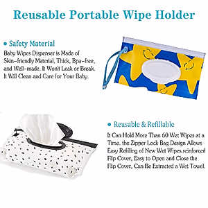 7 Pack Baby Wipes Dispenser, Portable Baby Diaper Wipe Holders, Refillable Wipes Containers, Reusable Travel Wet Pouch