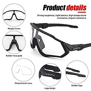 KAPVOE Photochromic Cycling Glasses Men Women Mountain Bike Sunglasses Clear MTB Bicycle Riding