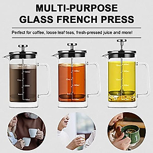 Upspirit French Press Coffee Maker, Coffee Presses Glass Double Wall Insulated Hot Cold Brew Coffee Tea Maker, 4 Cup Espresso Pot With 3 Filters, 20 oz/600ml