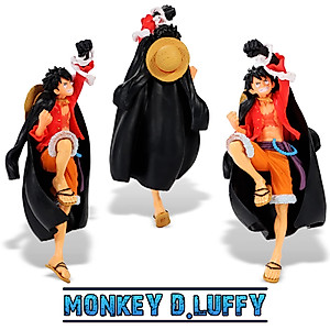 KEFULDA One Piece Luffy Action Figure Set with Flag for Anime Fans