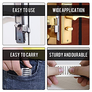 Portable Door Lock for Travel - Improved Travel Door Lock Hotel Door Lock Apartment Security Device Door Jammer ozozo Silver