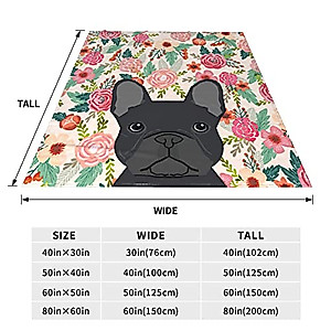 Gdecziy French Bulldog Floral Dog Head Cute pet Gifts Dog Breed Flannel Fleece Plush Throw Blanket,Throw for Spring Recliner, Air Conditioning Blanket Quality Washable Blanket 60"x50"