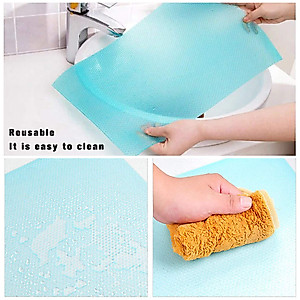 6 Pcs Shelf Mats Washable Fridge Mats Liners Waterproof Fridge Pads Mat Shelves Drawer Table Mats Refrigerator Liners for Shelves (Blue / Transparent / Pink)