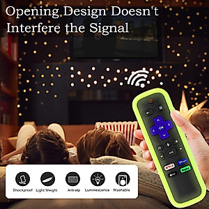 Silicone Protective Controller Cover fits for Roku TV Voice Remote | Element | Onn | Hisense | Westinghouse Roku TV Controller Cover,Glow in The Dark