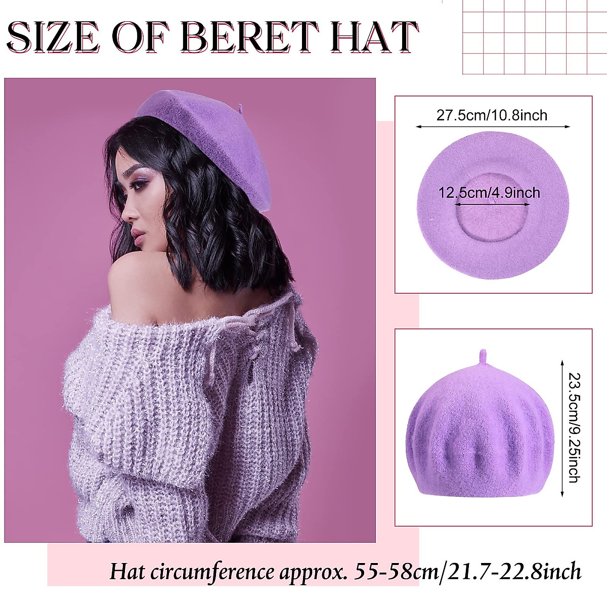 20 Pieces Wool Berets for Women French Beret Multicolored Painters Hat Winter Artist Beret Hat for Women Girls Men Party Indoor Outdoor