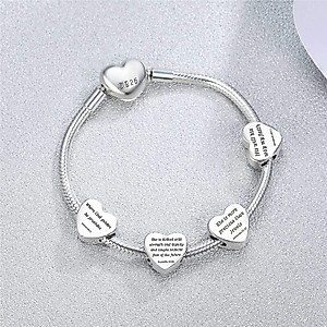 MUERDOU Heart Charm Fit Charms Bracelet Christian Bible Verse Charm Prayer Faith Religious Jewelry Gifts for Women