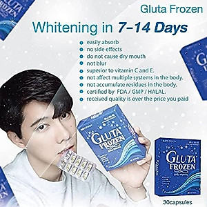 3 envelopes Frozen Collagen Whitening x10 Glutathione 10000 mg Reduce acne Freckles Melasma Aura Whitening Lightening Skin anti-aging Lightenin Skin Reduce Acne Hair Nails 1 envelopes : 60 Softgels