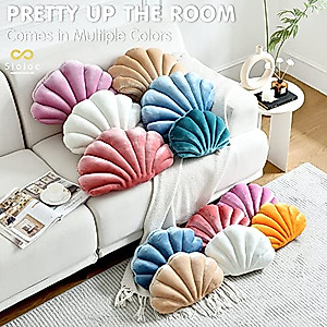 Sioloc Shell Pillows,Seashell Shaped Throw Pillows Soft Velvet Insert Decorative Pillows for Bed Couch Living Sofa Room Decor Accent Throw Pillow(Coral,13 X 10 inches), Teal
