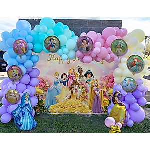 8 pcs Princess Balloons Foil Decorations Girls' Birthday Party Baby Shower Princess Themed Party Decoration Supplies Small People Princess Ballons Set