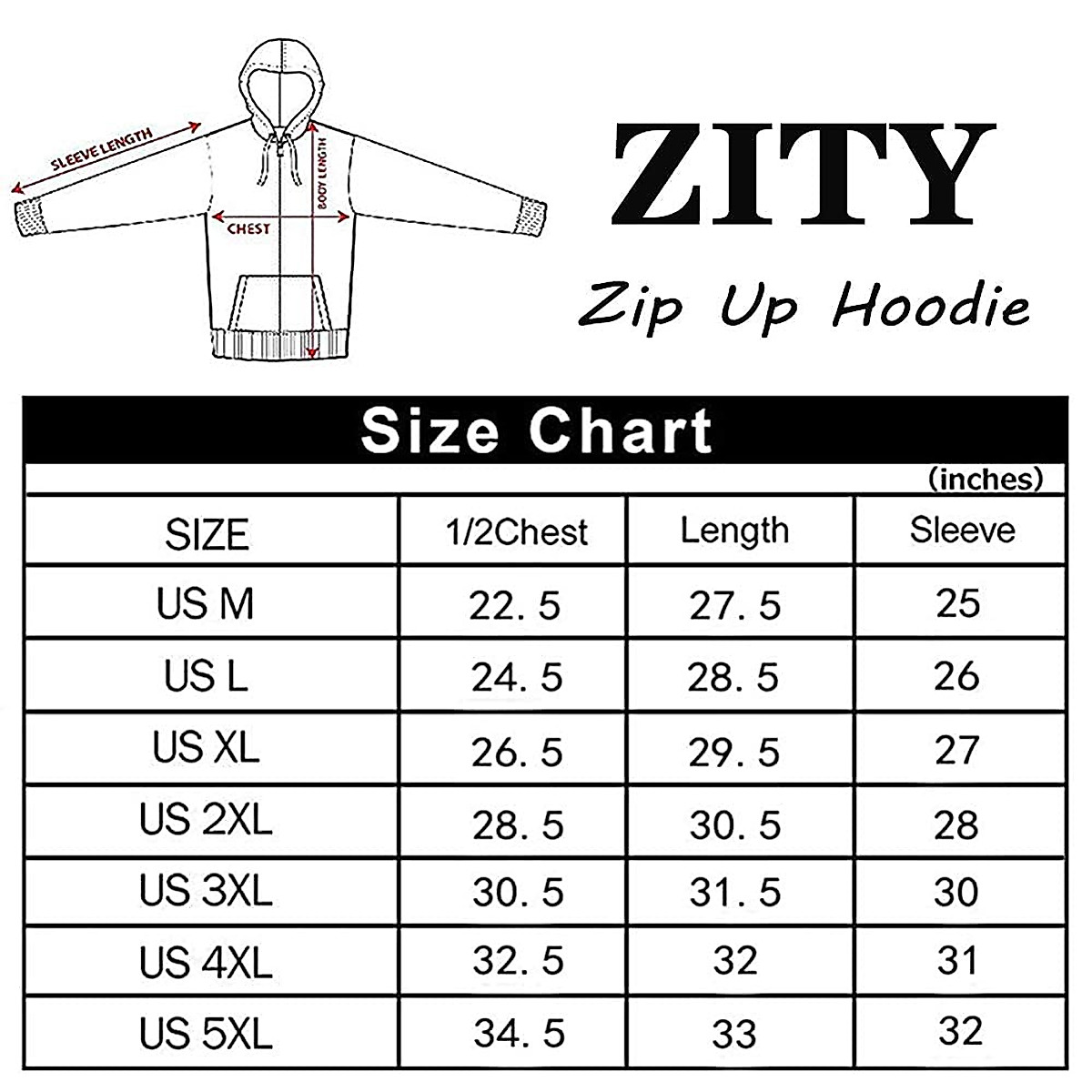 ZITY Men's Zip Up Hoodie Heavyweight Winter Sweatshirt Fleece Sherpa Lined Warm Jacket Black Gray Large
