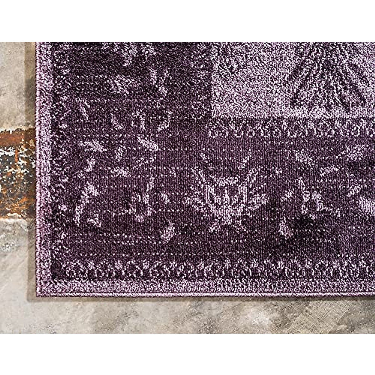 Unique Loom La Jolla Collection Farmhouse, Contemporary, Botanical, Traditional, Vintage Area Rug, 10 x 13 ft, Violet/Dark Purple