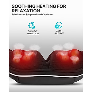 ALLJOY Shiatsu Back and Neck Massager with Heat, Electric Deep Tissue 3D Kneading Massage Pillow for Shoulder, Legs, Foot and Body, Relax Gifts for Women Men Mom Dad