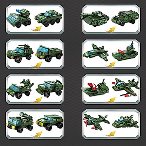 Military Armed 8 in 1 Tank Building Blocks Set, Compatible with Lego WW2 Armed (642PCS) Toys Gift for Boys 6-10, 8-14 Year