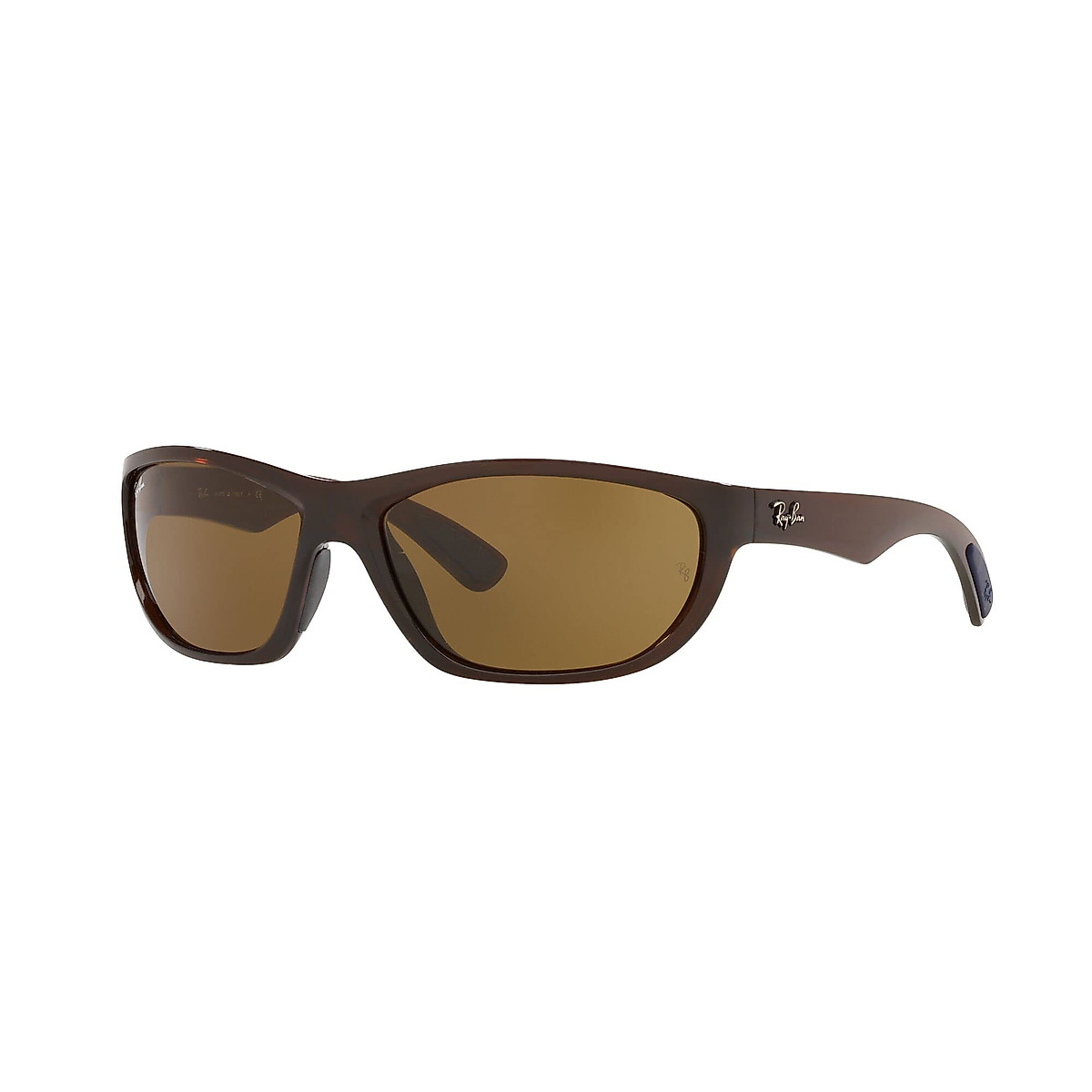 Ray-Ban RB4188 Wrap unisex-adult Sunglasses, Shiny Brown, 63 mm