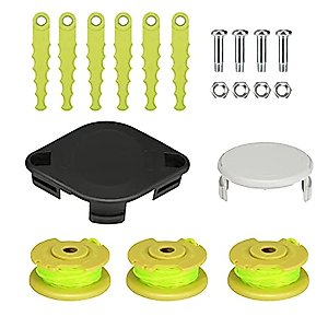 THTEN ACFHRL2 Polycarbonate Bladed and Trimmer Head, AC80RL3 Trimmer Spool Line & AC14HCA Spool Cap Compatible with Ryobi 18-Volt, 24-Volt & 40-Volt Trimmer (17 Pack)