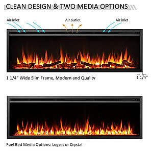 LegendFlame Austin in Wall Recessed & Wall Mounted Electric Fireplace (60")