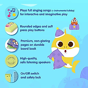Baby Shark Bedtime Songs 10 Button Sound Book | Baby Shark Toys | Learning & Education Toys | Interactive Baby Books for Toddlers 1-3 | Gifts for Boys & Girls